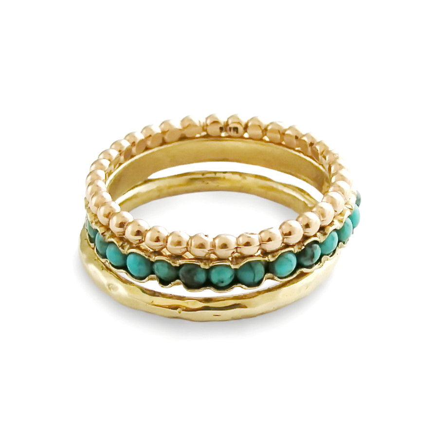 RG0911- Set of Turquoise and Gold Stacking Rings – ArtisanEffect